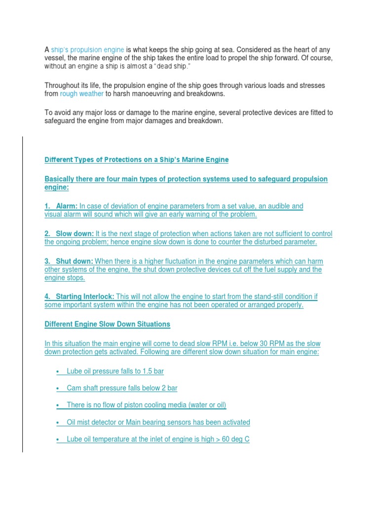 Main Engine | PDF | Engines | Marine Propulsion