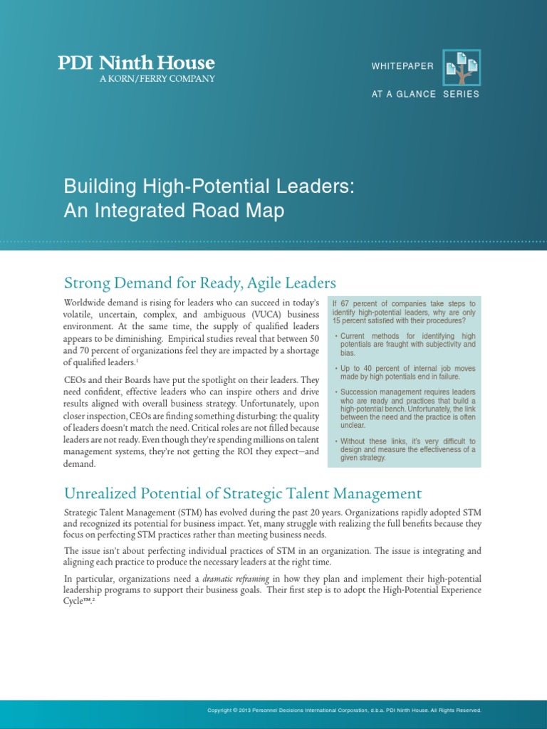 Building High Potential Leaders An Intrgrated Road Map | PDF | Talent ...