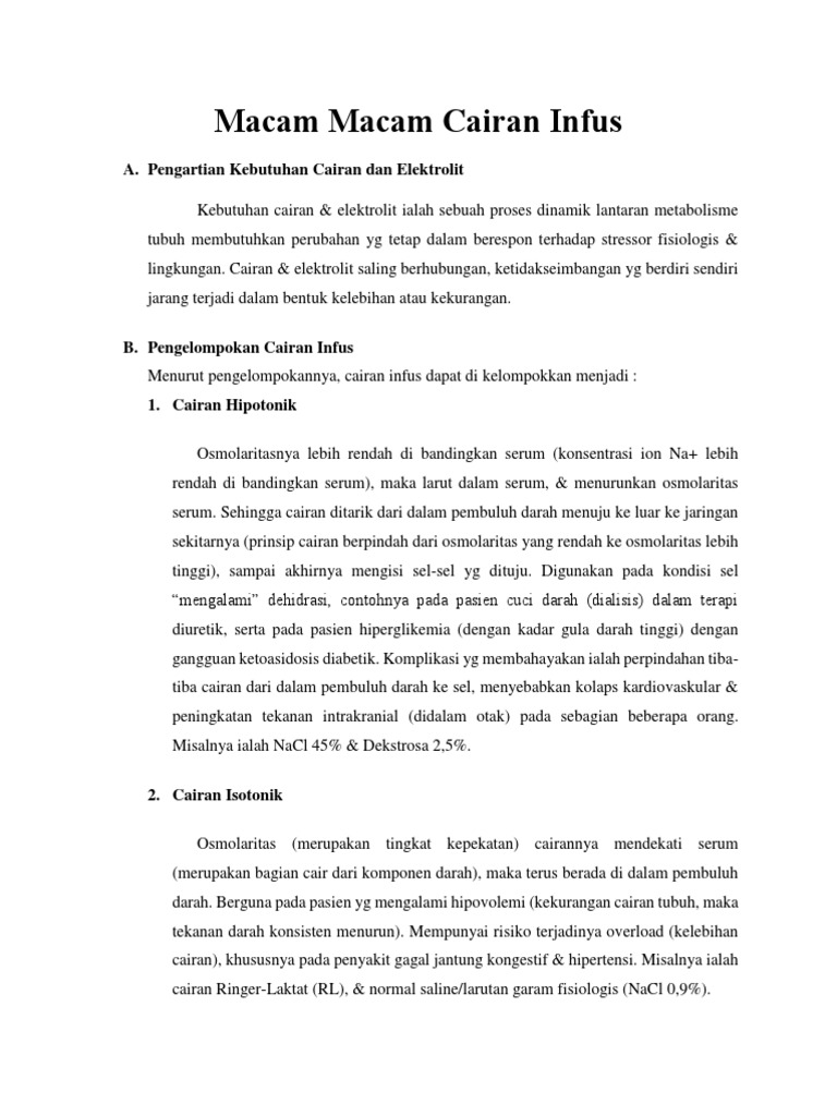 Macam Macam Cairan Infus | PDF