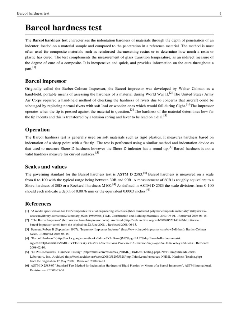 Barcol Hardness Test Overview | PDF | Applied And Interdisciplinary ...