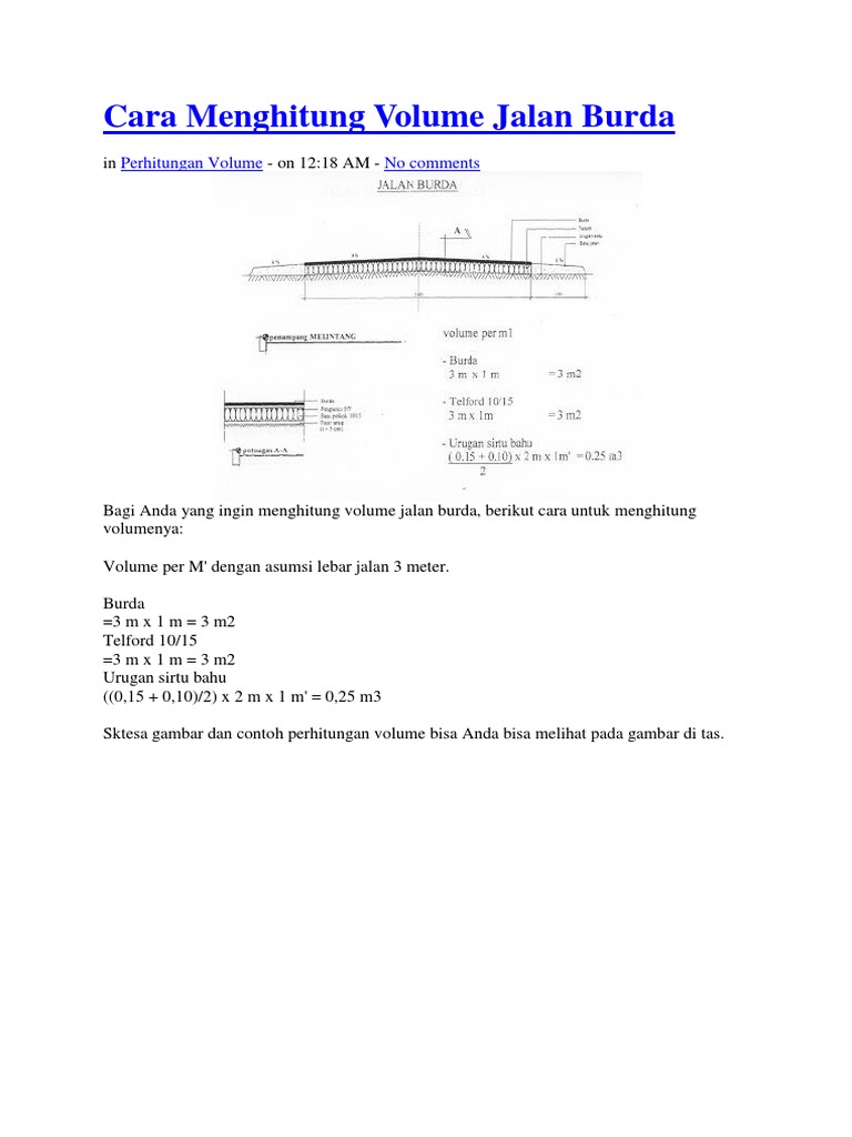 Cara Menghitung Volume Jalan Burda | PDF | Metode & Bahan Ajar | Komputer