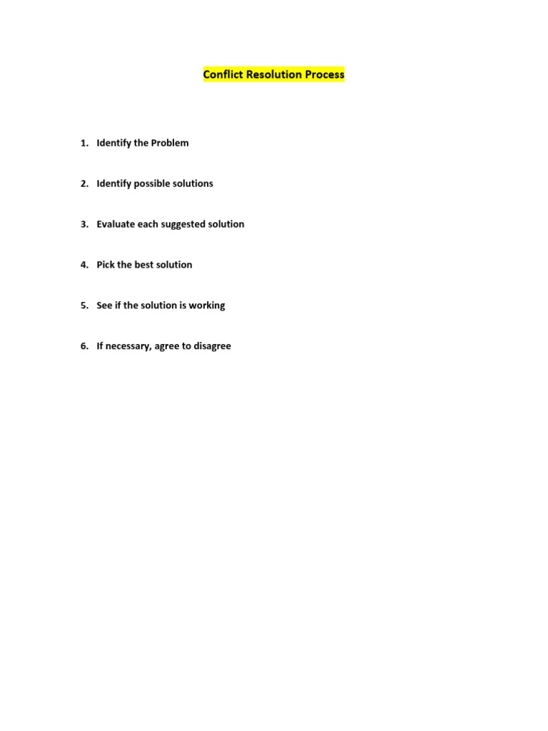 Conflict Resolution Process | PDF