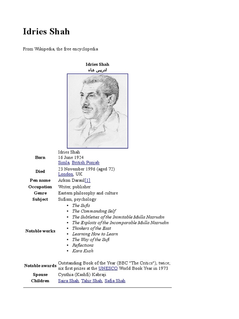 Idries Shah: Sufi Author and Teacher | PDF | Sufism | Religion And Belief