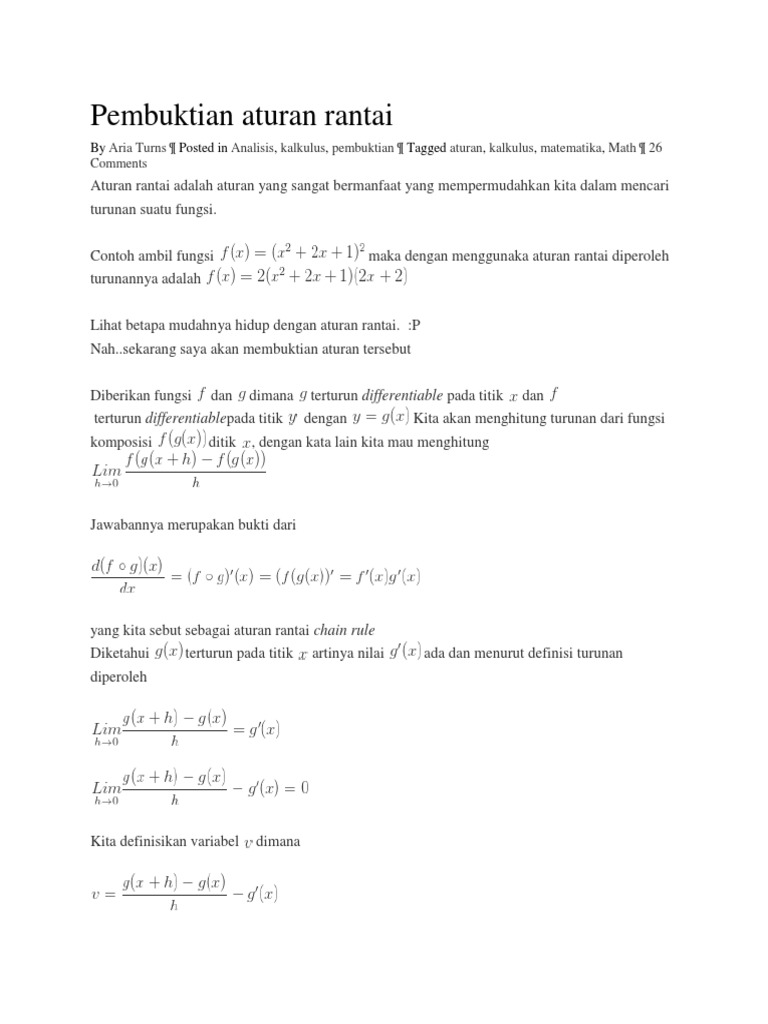 Pembuktian Aturan Rantai | PDF | Metode & Bahan Ajar