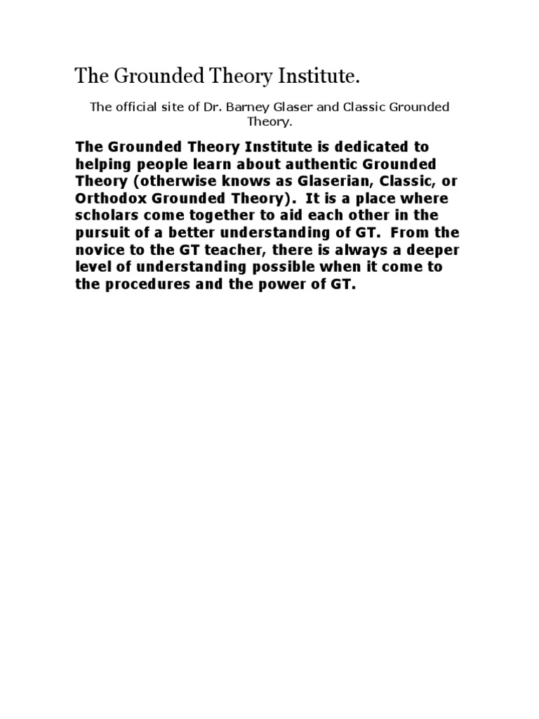 The Grounded Theory Institute | PDF | Philosophy