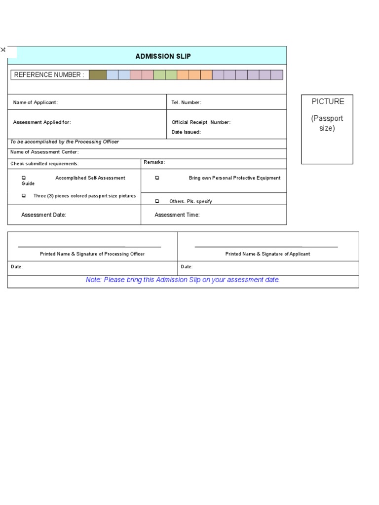 Admission Slip 1 | PDF