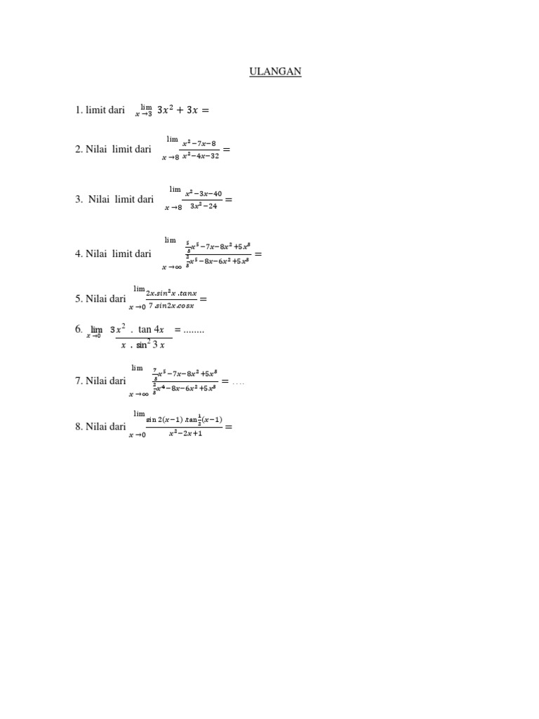 Ulangan Limit | PDF