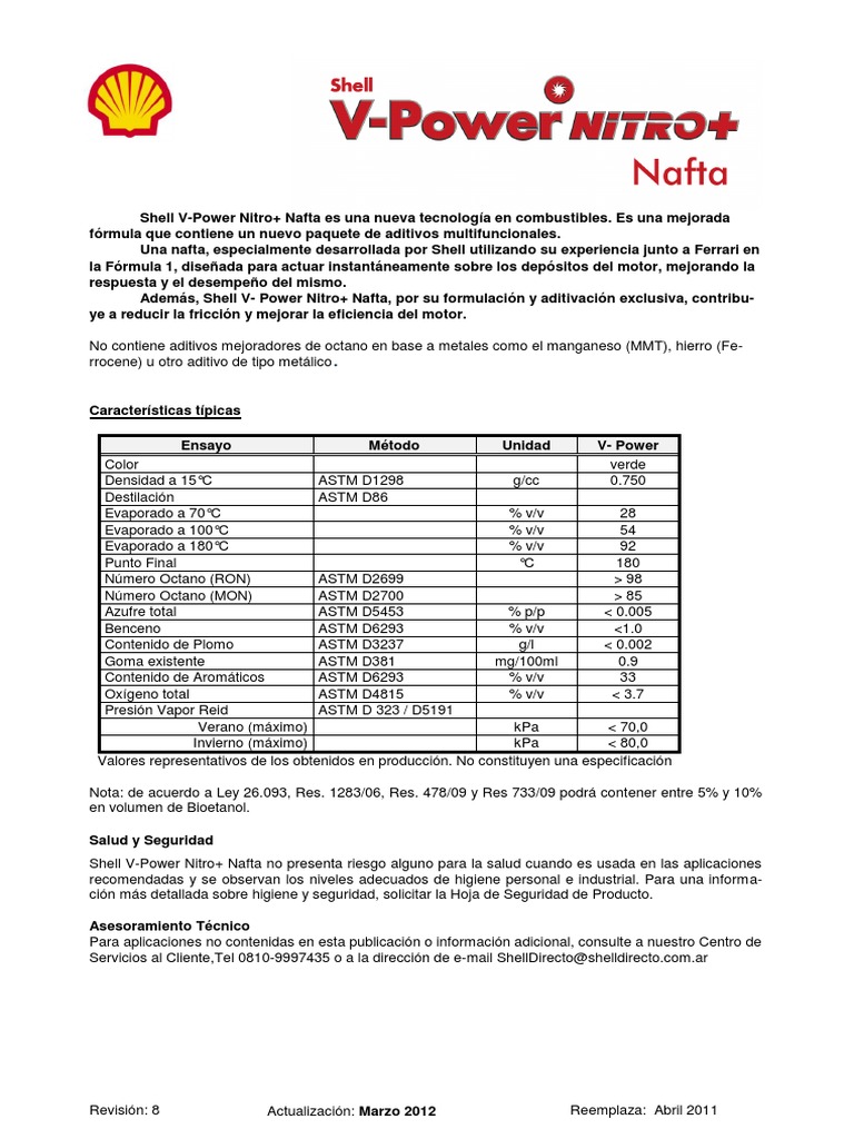 Shell Vpower | PDF | Gasolina | Sustancias químicas