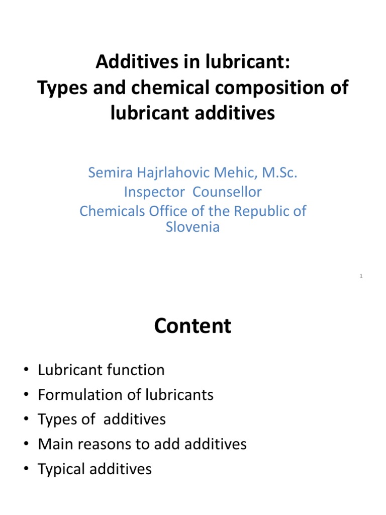 Additives in Lubricant - Types and Chemical Composition | PDF ...