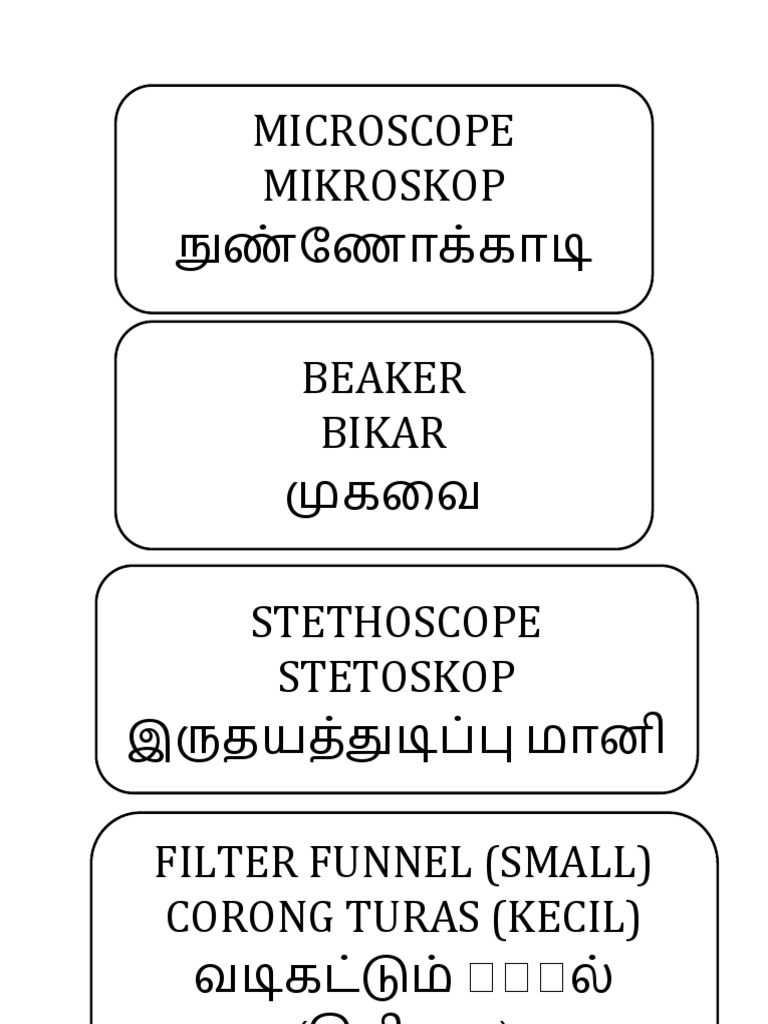 SCIENCE Names in Tamil | PDF