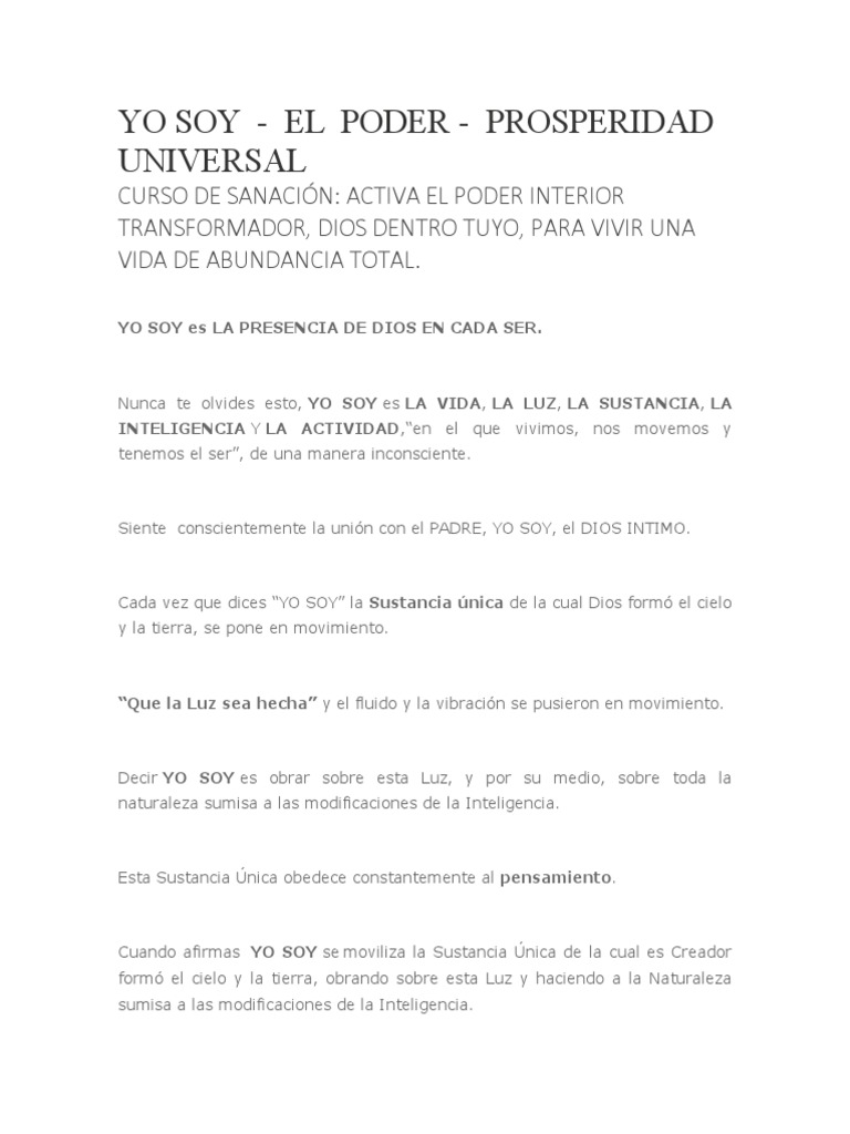 El Poder Del Yo Soy | PDF | Amor | Dios