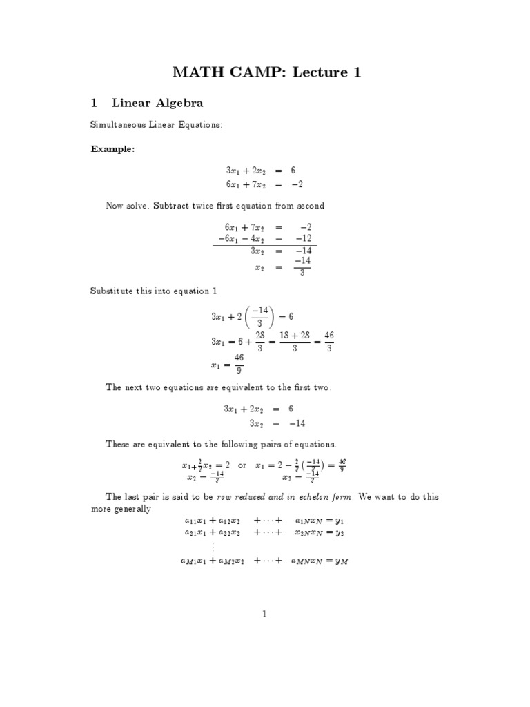 Yale Econ Math Camp | PDF