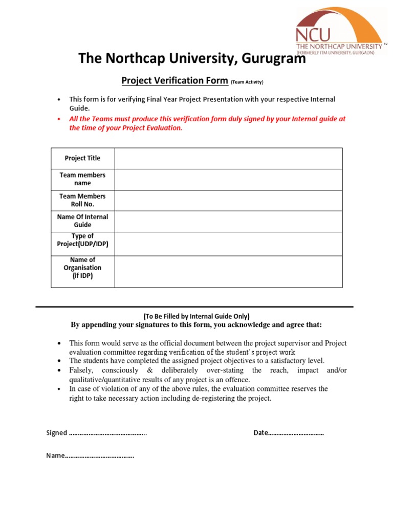 Project Verification Form NCU | PDF | Business