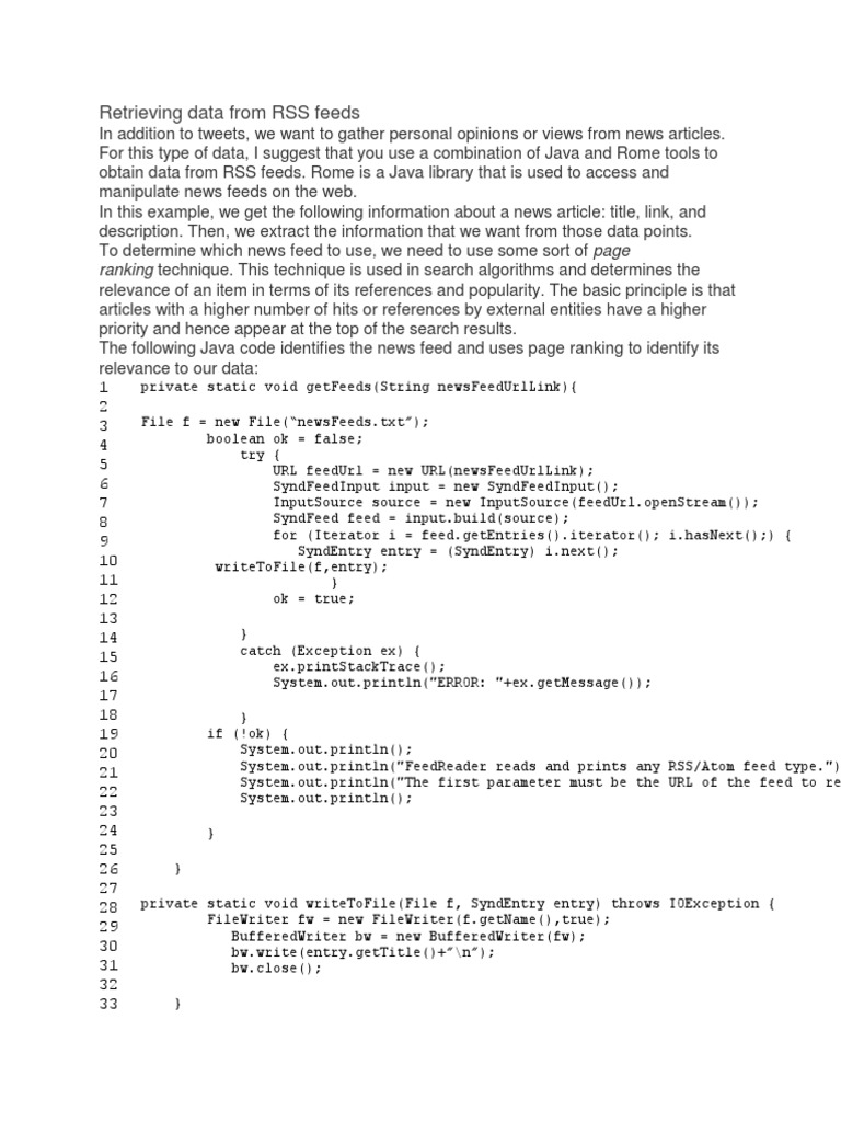 Retrieving Data From RSS Feeds: Ranking Technique. This Technique Is Used in Search Algorithms ...