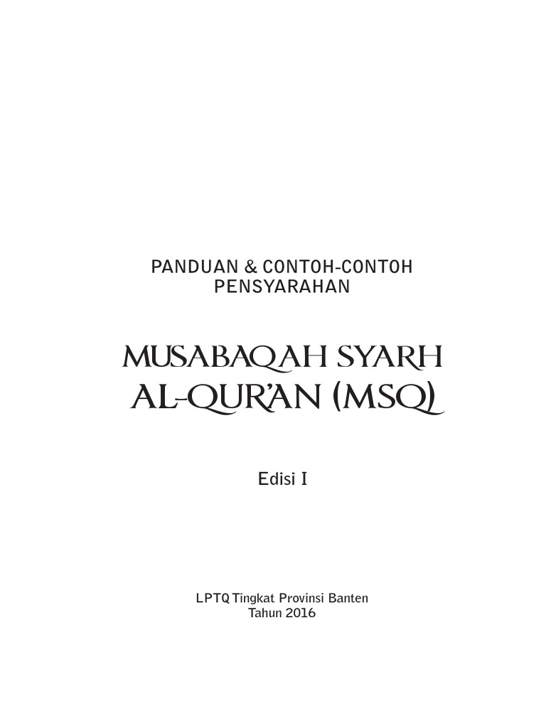 Panduan Contoh Soal MSQ