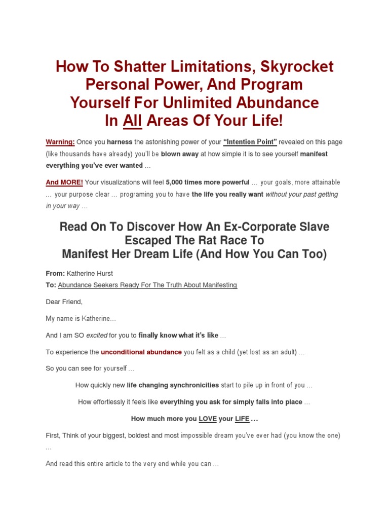 How To Shatter Limitations | PDF | Law Of Attraction (New Thought ...