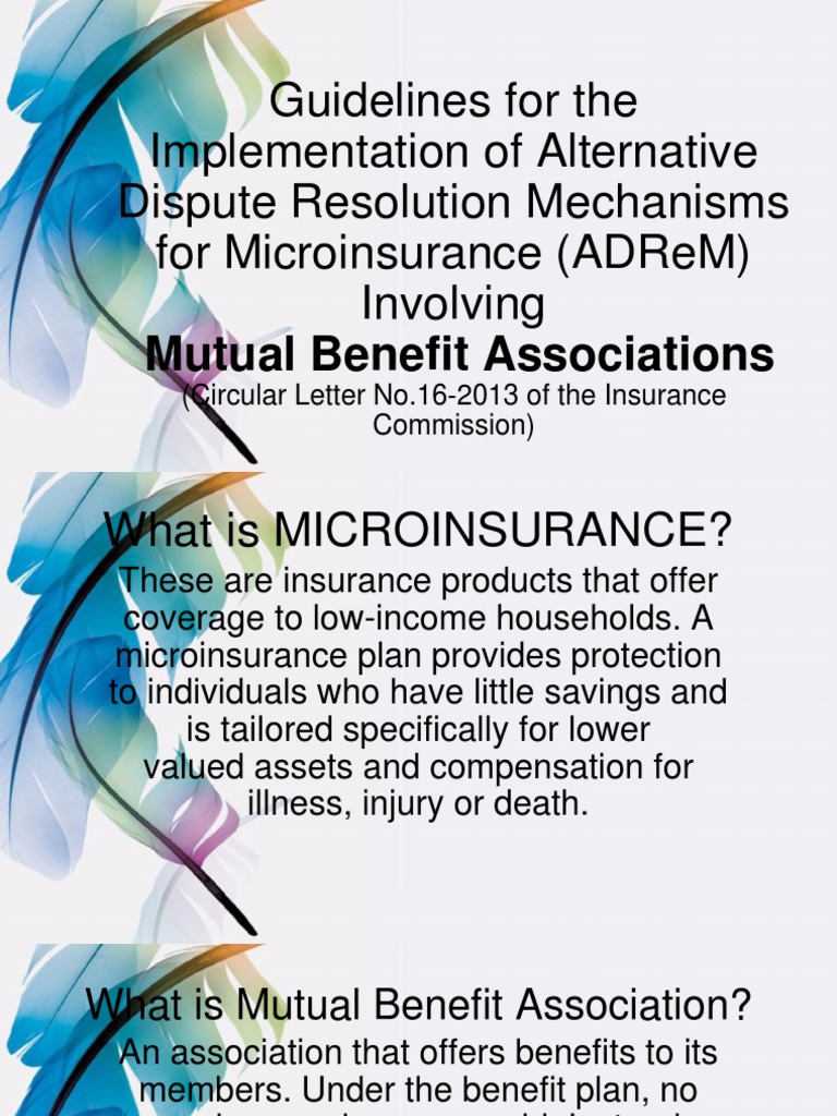 Mutual Benefit Associations | Download Free PDF | Mediation | Insurance