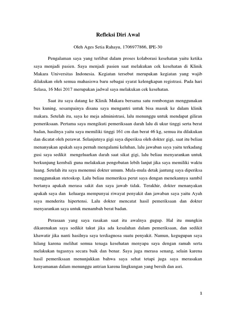 Ages Setia - IPE-30 - Refleksi Diri Awal | PDF