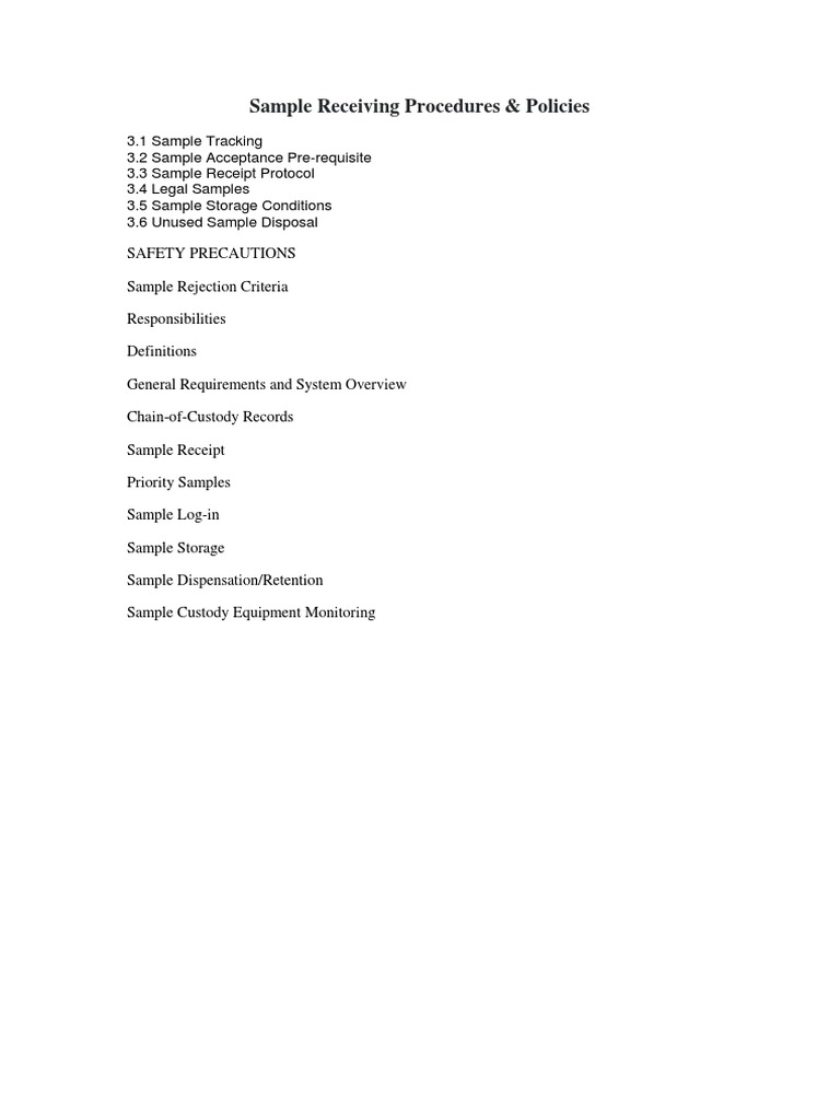 Sample Receiving Procedures | PDF