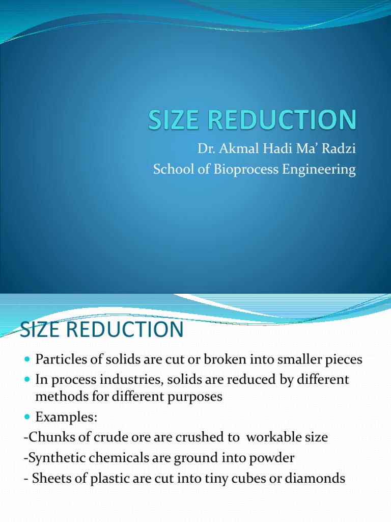 Size Reduction | PDF | Mill (Grinding) | Applied And Interdisciplinary ...