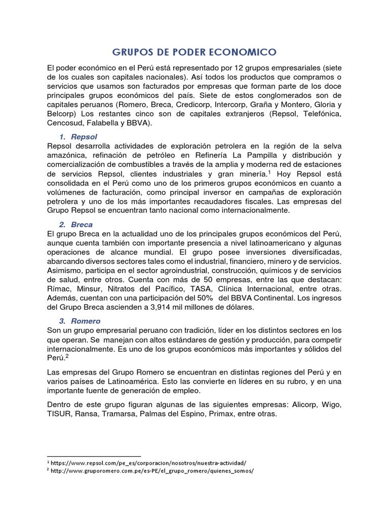 Grupos de Poder Económico | PDF | Perú | Al por menor