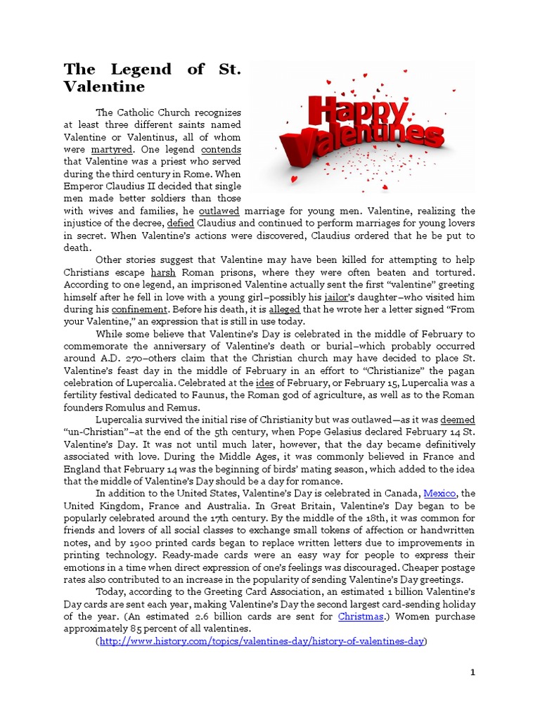 The Legend of ST Valentine | PDF | Valentine's Day | Ancient ...