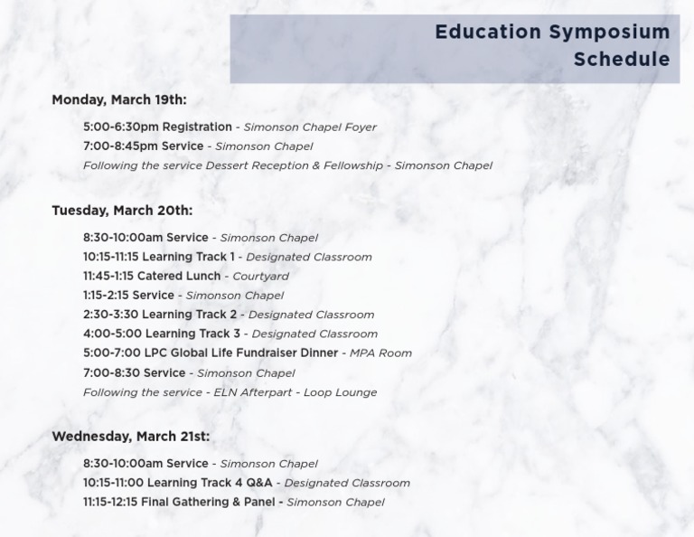 Symposium Schedule - HighLevel | PDF