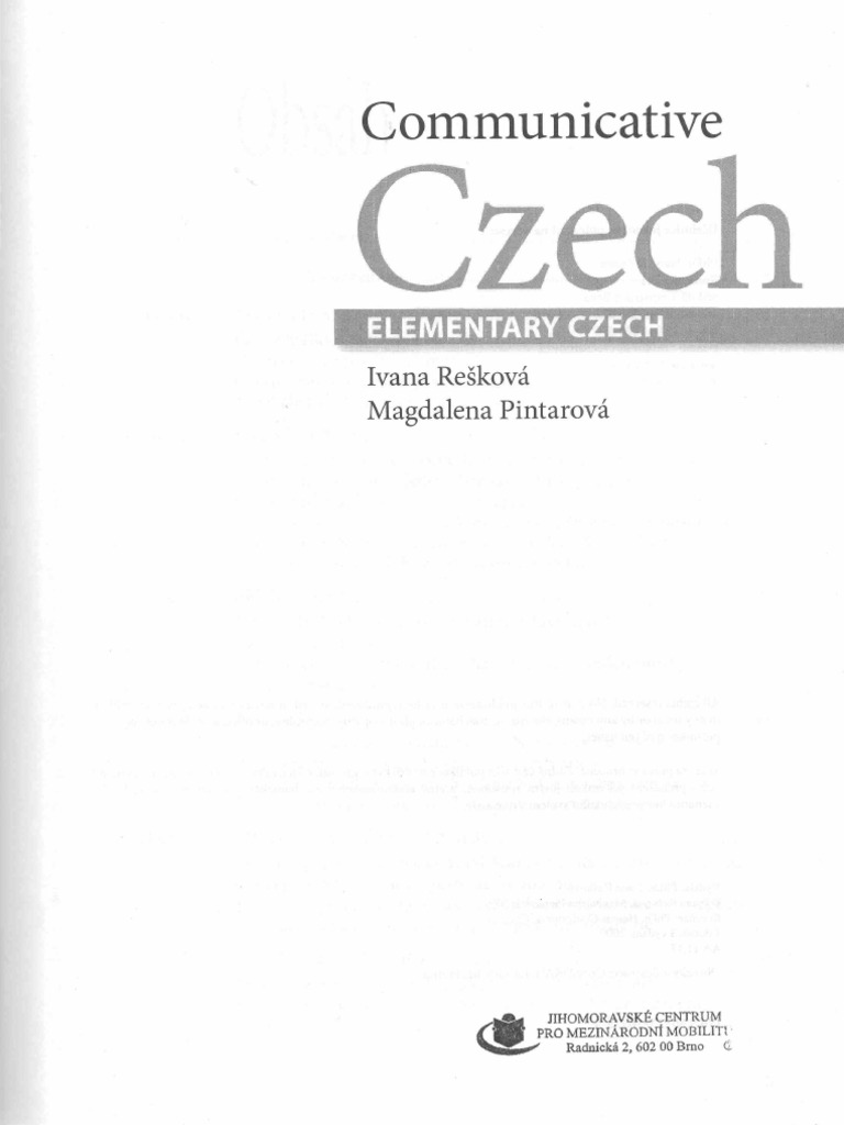 01 Communicative Czech (Elementary Czech) Textbook | PDF