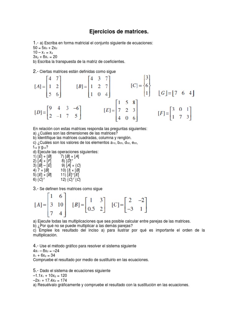 Matrices | PDF | Matriz (Matemáticas) | Ecuaciones