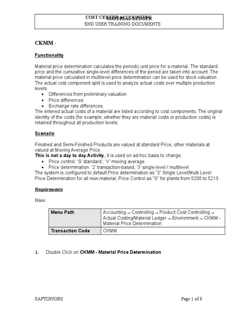 CKMM Change Material Price Determination | PDF | Cost | Prices