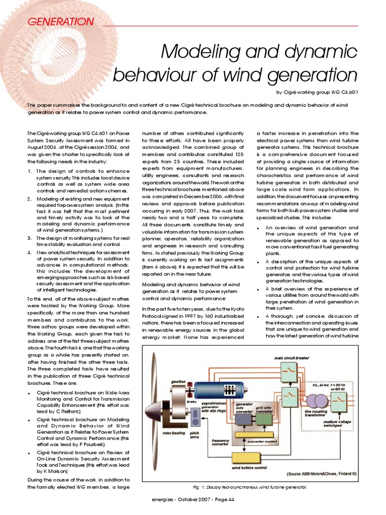 02 - GEN - Modeling and Dynamic | PDF | Wind Power | Wind Turbine