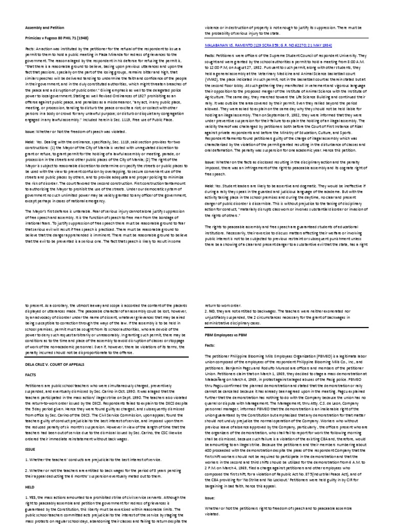 Assembly and Petition | PDF | Freedom Of Speech In The United States ...