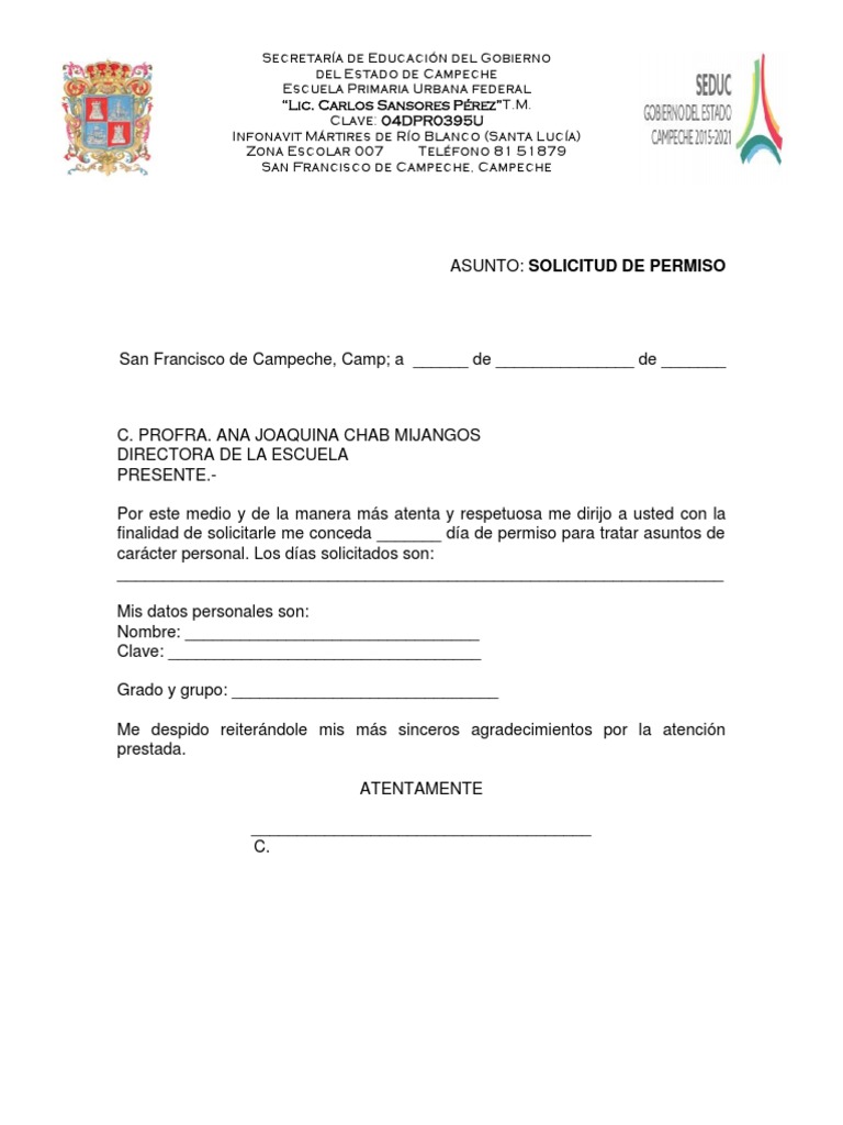 Formato de Solicitud de Permiso | PDF