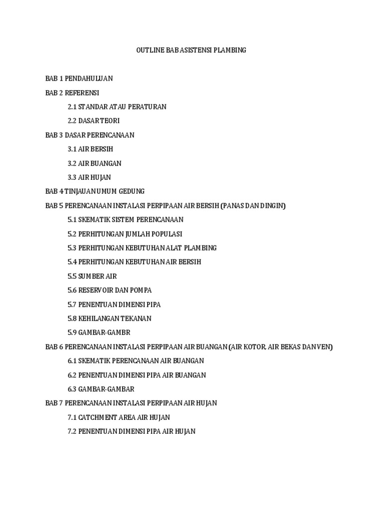 Outline Bab Asistensi Plambing | PDF