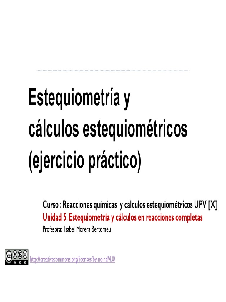 5-2 Estequiometria y Calculos Estequiometricos Ejercicio Práctico | PDF | Estequiometría | Mole ...