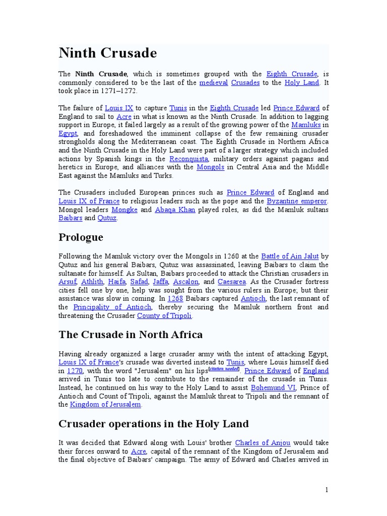 Ninth Crusade: Prologue | PDF | Crusades | Catholicism And Islam