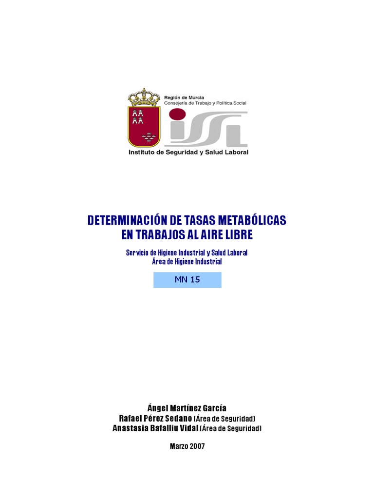 Tasa Metabolica Iso 8996. | PDF | Seguridad y salud ocupacional ...