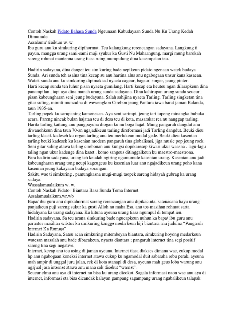 Pidato Sunda: Budaya & Internet | PDF | Seni & Disiplin Bahasa