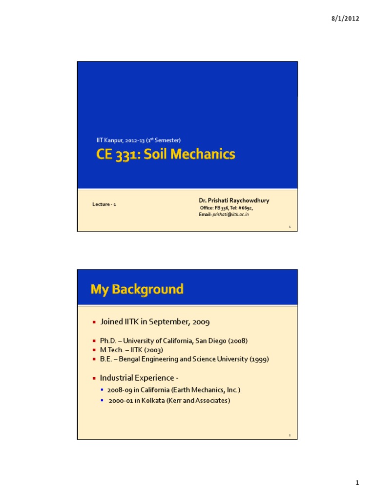CE331 Lecture1 Introduction | PDF | Soil Mechanics | Geotechnical Engineering