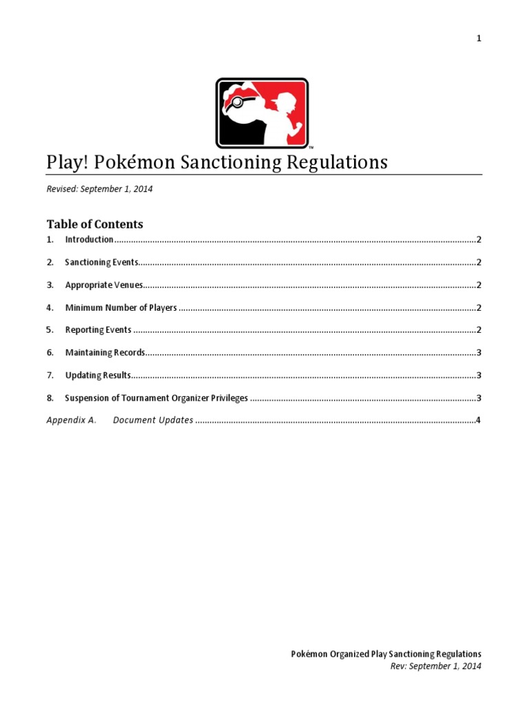Pokemon Sanctioning Regulations v1 | PDF | Government | Government ...