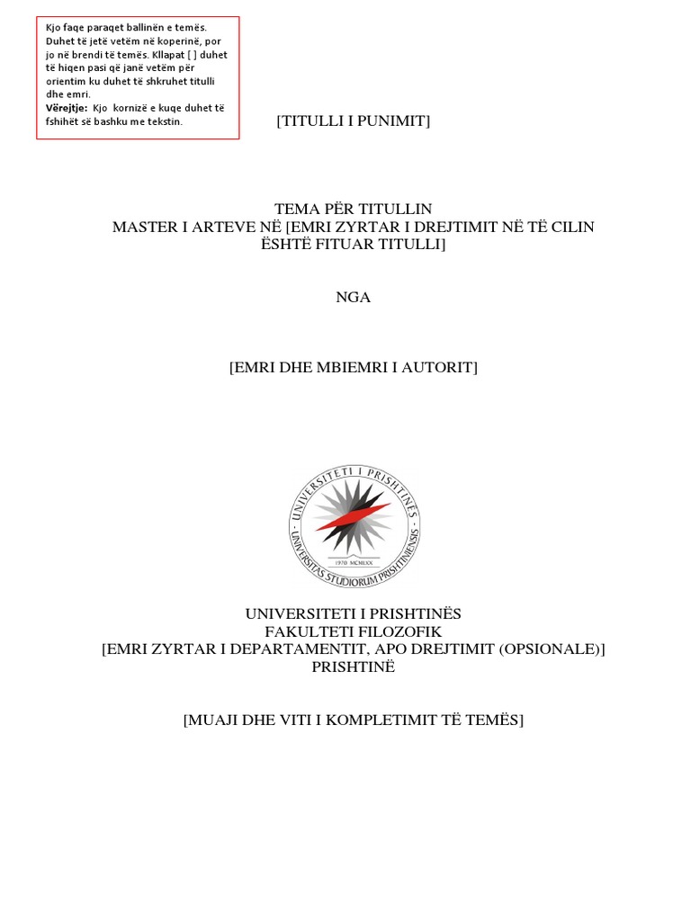 Fakulteti Filozofik Modeli I Gatshem Ne Word Per Punimin Master | PDF
