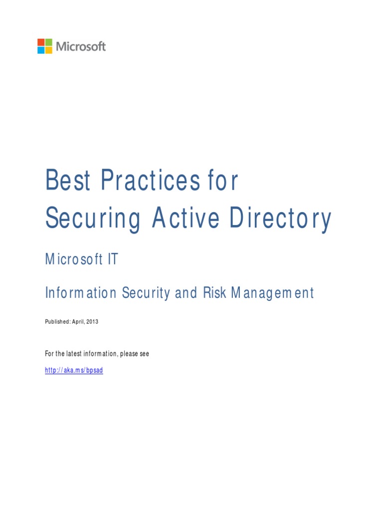 Best Practices For Securing Active Directory | Download Free PDF | Active Directory ...