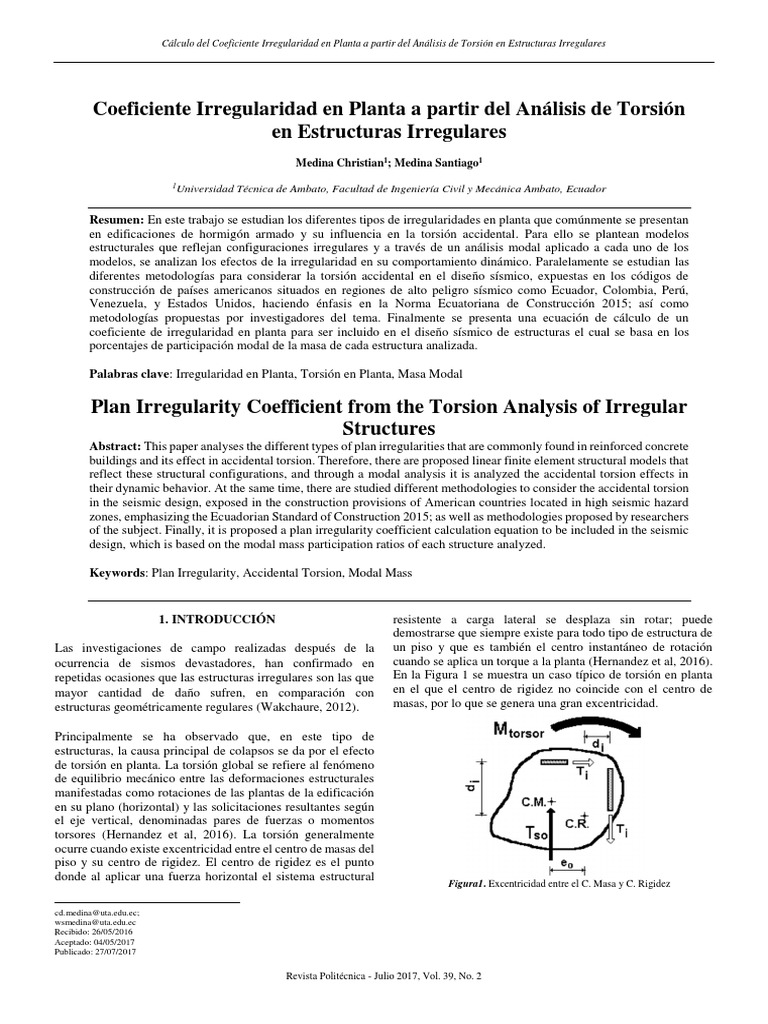 Coeficiente de Irregularidad en Estructuras | PDF | Rigidez | Física