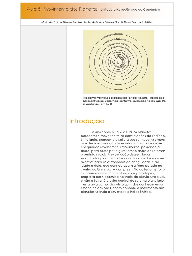 O Modelo Heliocêntrico de Copérnico: Explicando o Movimento dos ...