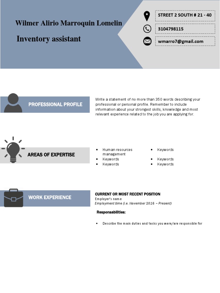 Inventory Assistant: Wilmer Alirio Marroquin Lomelin | PDF | Résumé ...