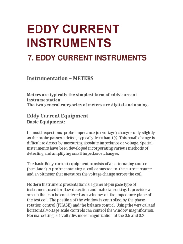 Eddy Current Instruments | PDF | Science & Mathematics | Computers