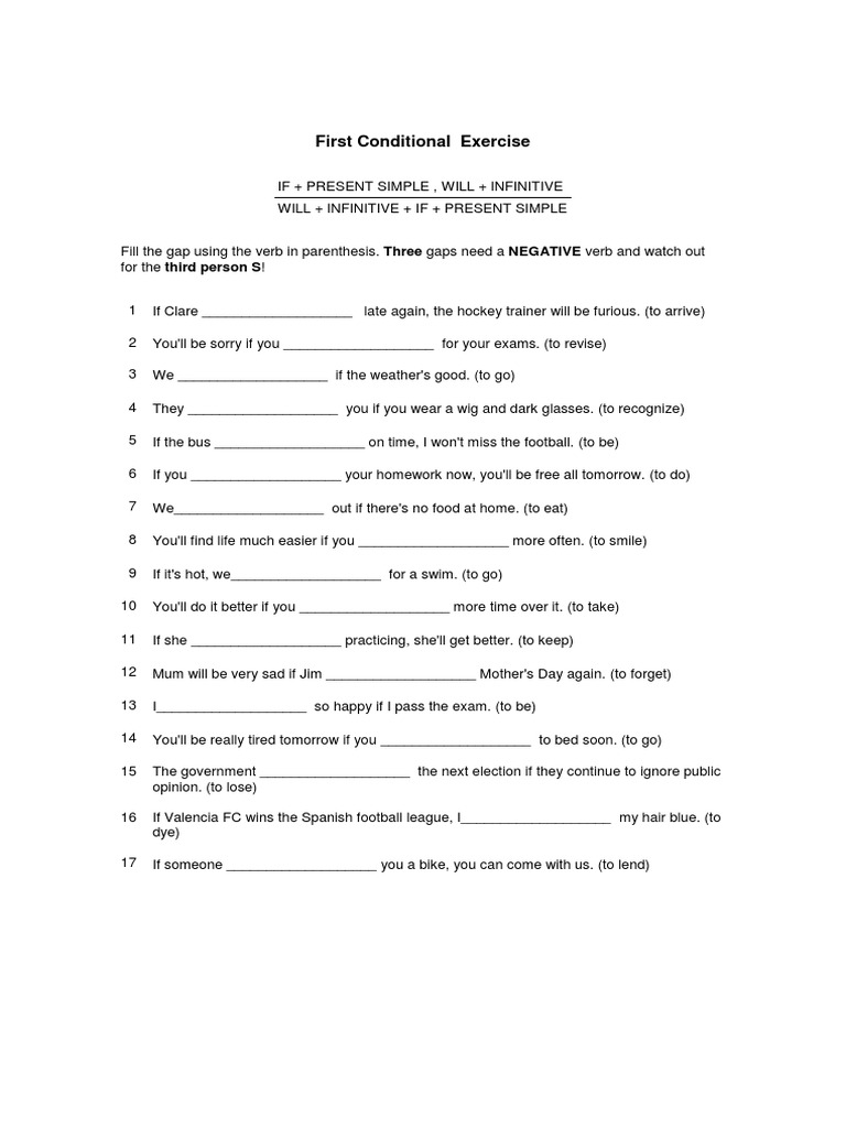 First Conditional Exercise | PDF