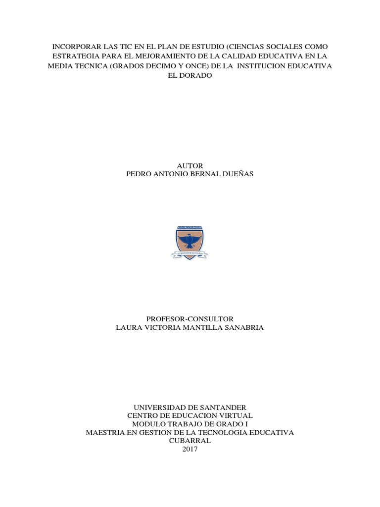 Antonio Bernal Anteproyecto Final | PDF | Tecnología de información y comunicaciones | Maestros