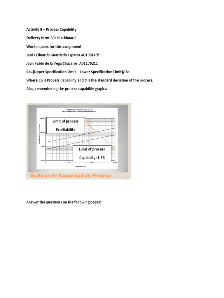 Activity 8 Process Capability | PDF | Engineering Tolerance | Mechanical Engineering
