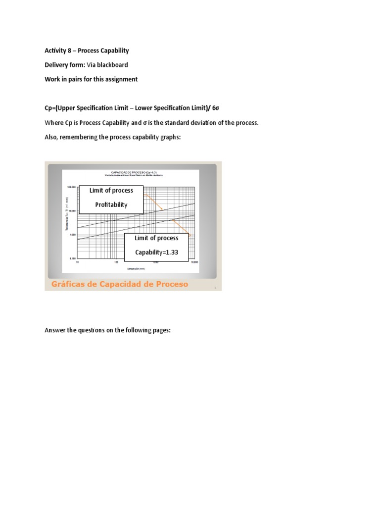Activity 8 - Process Capability Delivery Form: Via Blackboard Work in ...